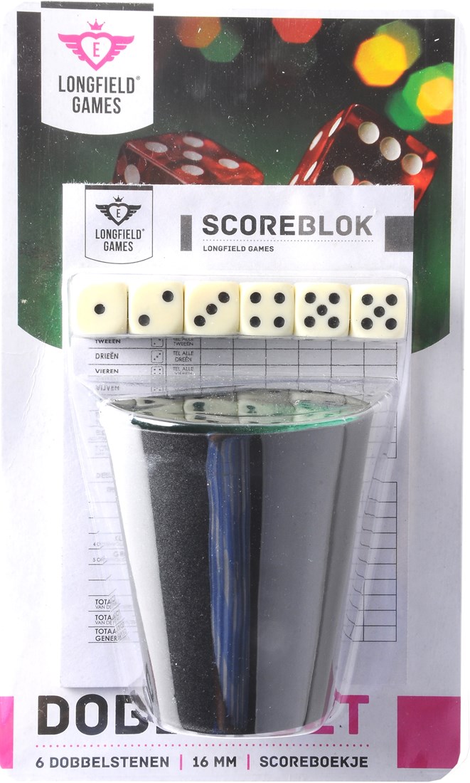 Jeu de dés Longfield Games - Jeu de dés Cup + D6 16 mm (6 pièces)